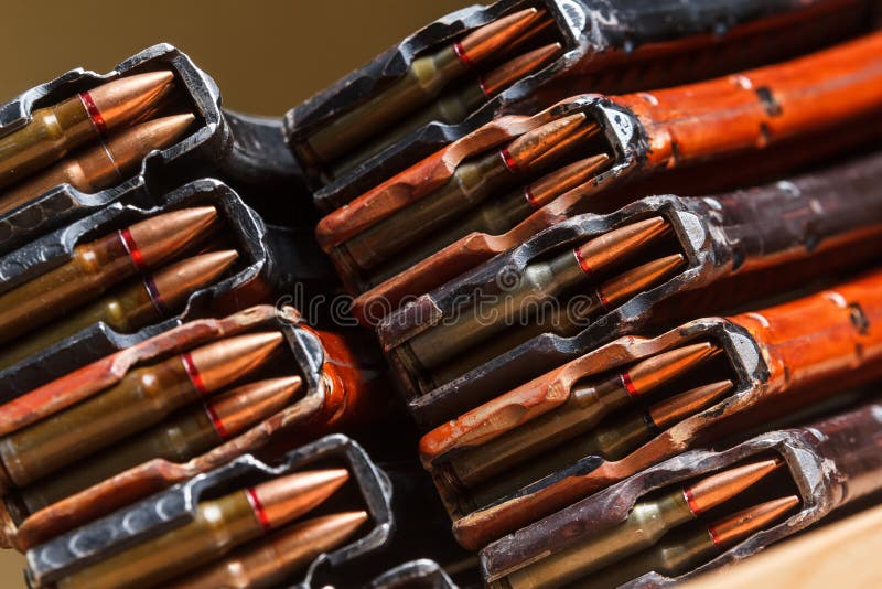 Ammo for Machine Guns with Loaded Magazines Stock Image - Image of ...