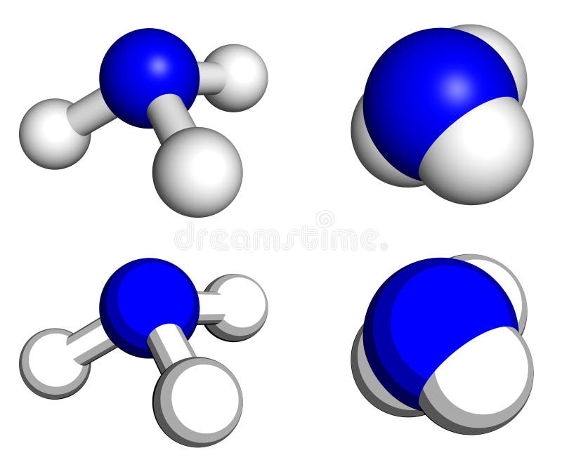 Molecule - Ammonia - NH3 (isolated, White Background) Stock ...