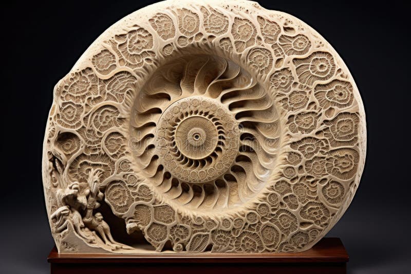 Ammonite Fossil with Intricate Patterns Stock Illustration ...