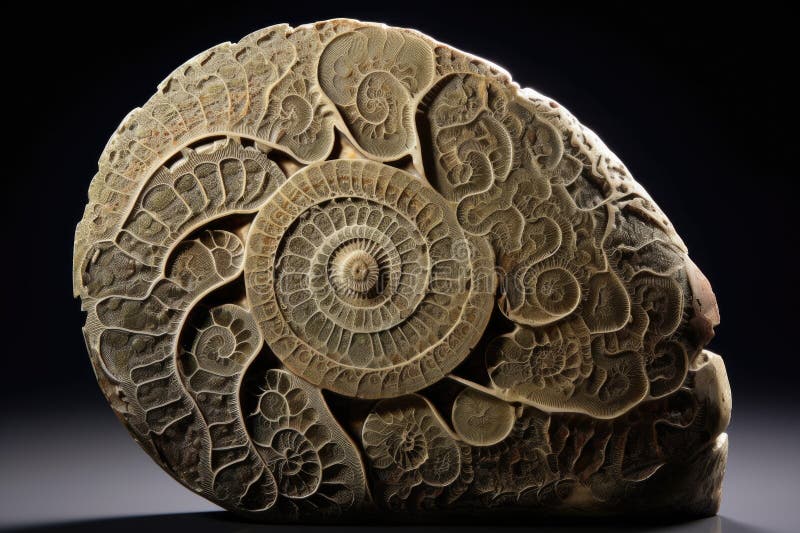 Ammonite Fossil with Intricate Patterns Stock Illustration ...