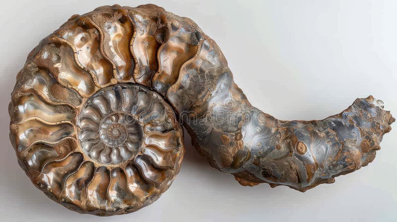 Ammonite Fossil with Preserved Shell Patterns Stock Illustration ...