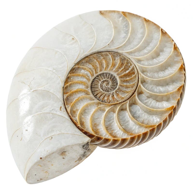 Ammonite Shell Fossil Isolated on White Background Stock Illustration ...
