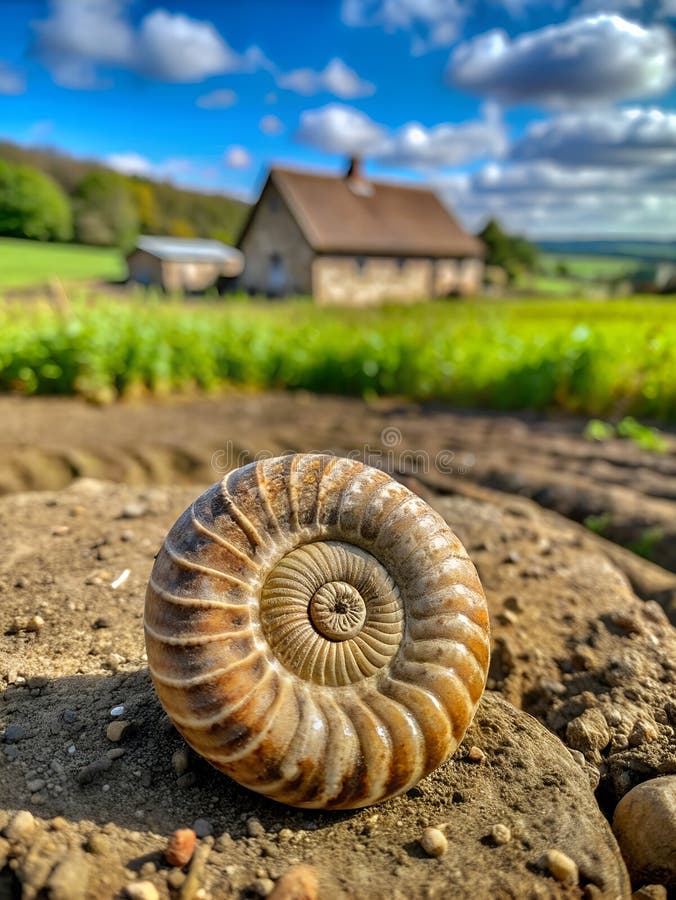Ammonite shell rests farm stock illustration. Illustration of ocean ...