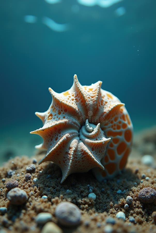 Ammonite Shell on Seabed. Ancient Mollusk Stock Illustration ...