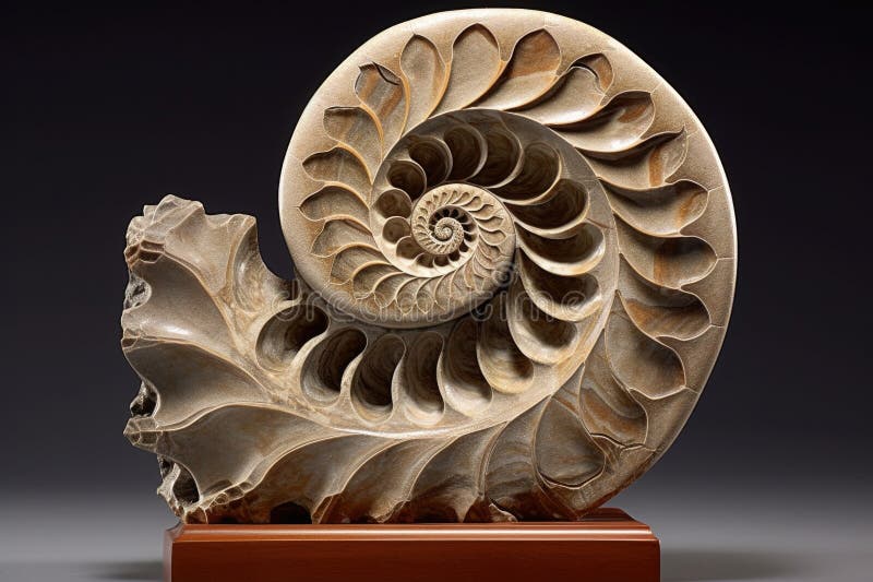 Ammonite Spiral Pattern in a Fossil Shell Stock Illustration ...