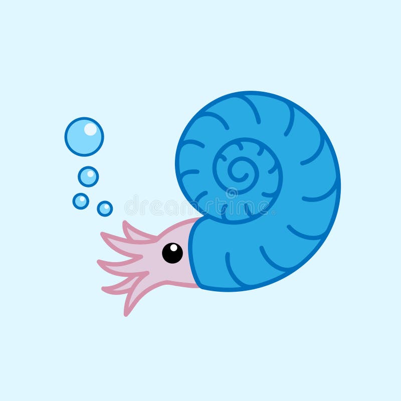 Cute cartoon ammonite stock vector. Illustration of mollusc - 220630422