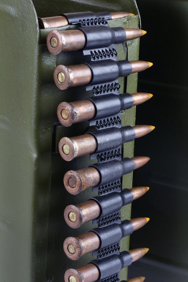Green Ammunition Box with Machine-gun Belt Stock Image - Image of ...