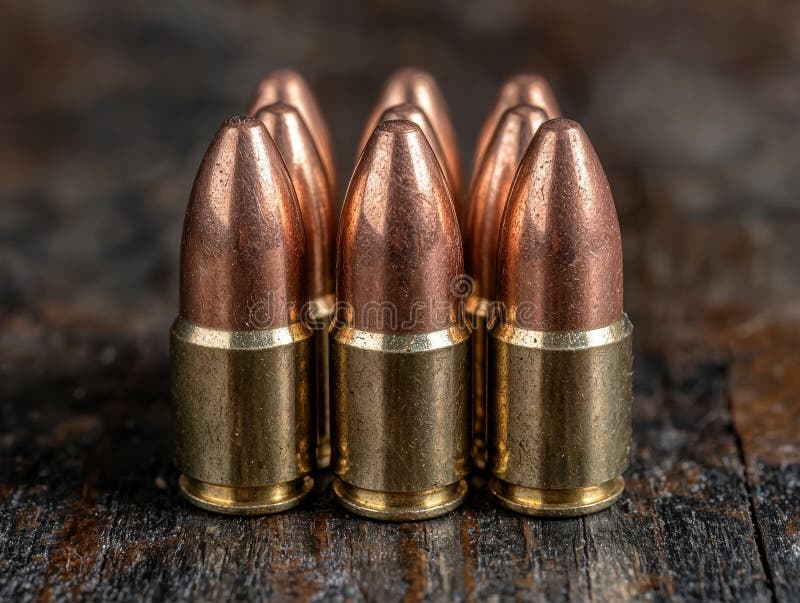 Ammunition Bullets on a Wooden Surface. Stock Illustration ...