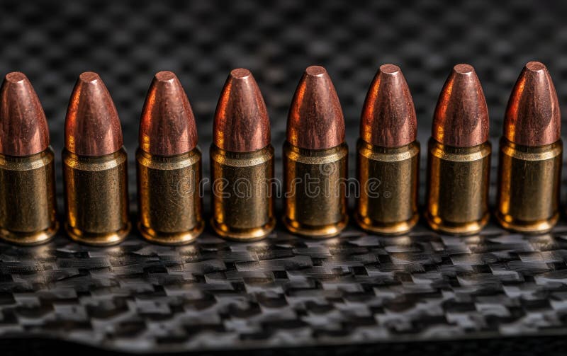 Ammunition Lined Up on a Textured Surface. Stock Illustration ...