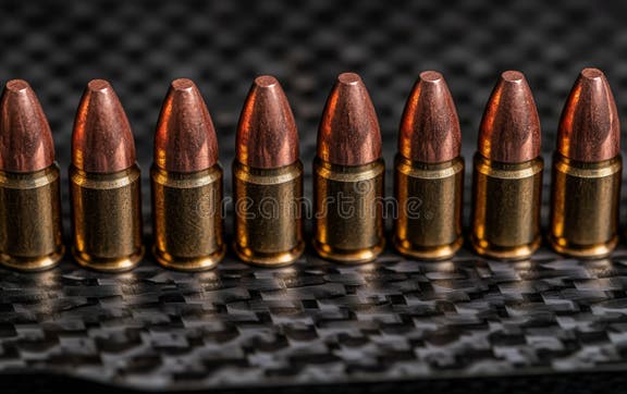 Ammunition Lined Up on a Textured Surface. Stock Illustration ...