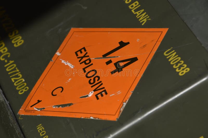 Ammunition Metal Box with Explosives Sticker. Stock Photo - Image of ...