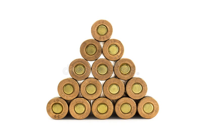 Ammunition Rounds Stacked in Triangle Shape Stock Photo - Image of ...