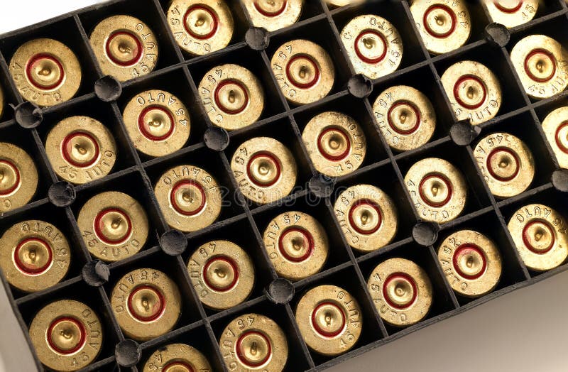 Ammunition Shells in a Plastic Box Background Stock Photo - Image of ...