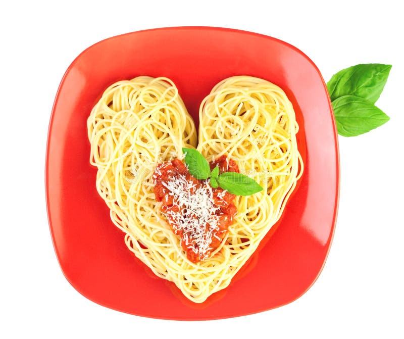 Amo La Figura Della Pasta/spaghetti/cuore Immagine Stock - Immagine di ...