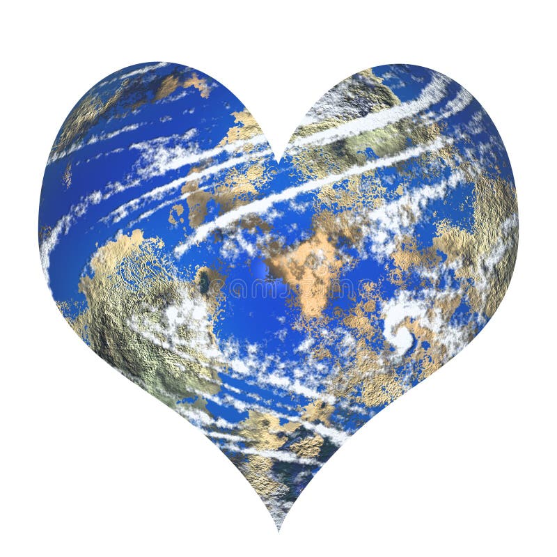 Tierra Del Planeta En Forma Del Corazón Con Las Nubes Stock de ...