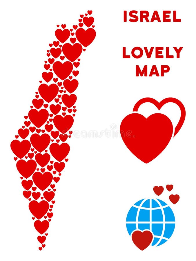 Amor Israel Map Mosaic Del Vector De Corazones Ilustración del Vector ...
