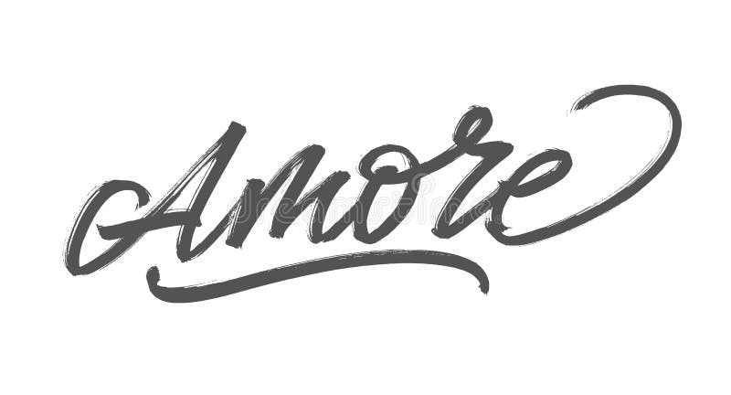 Amore. Love. Handwritten Words with a Brush. Calligraphy in Vector ...