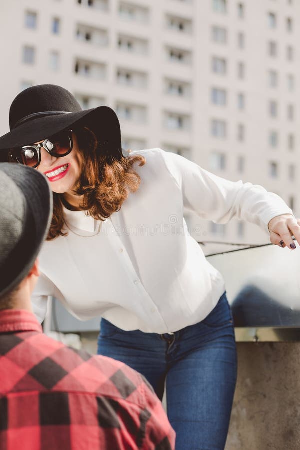 Amorous Couple Walking Together Stock Image - Image of lifestyle, roof ...