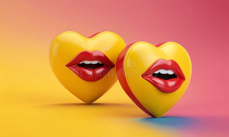 Amorous Heart Duos stock illustration. Illustration of lips - 312750063