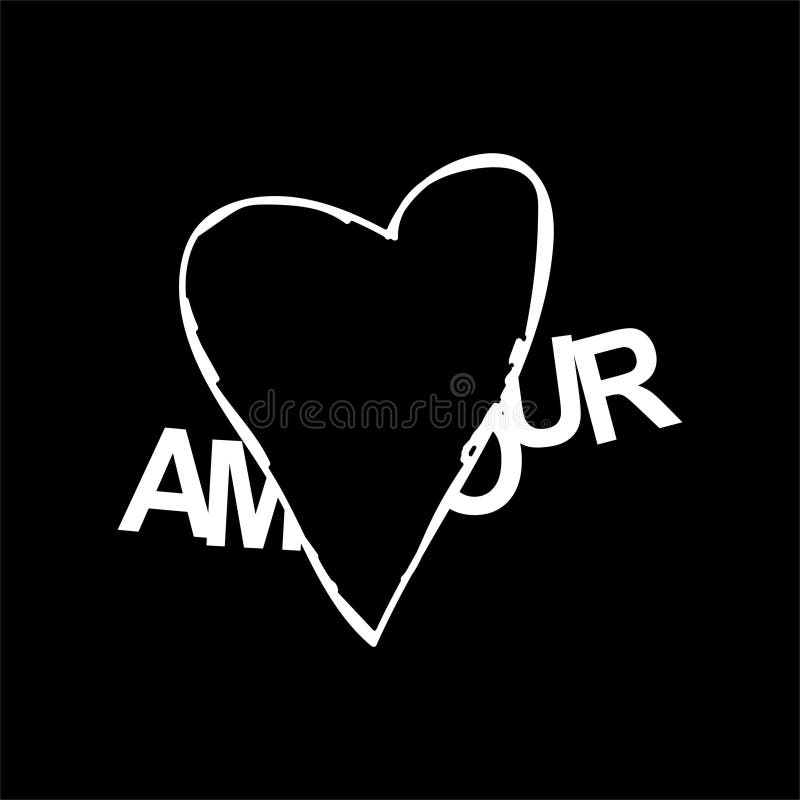 AMOUR (French for Love) Red Heart Stock Vector - Illustration of french ...