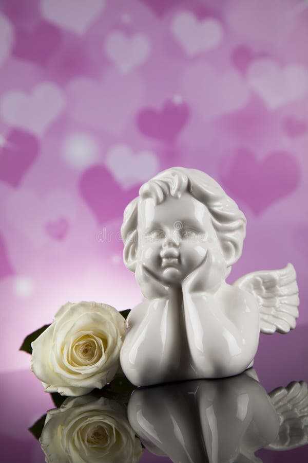 Amour, Anges, Concept De Saint-Valentin, Fond De Coeur Image stock ...