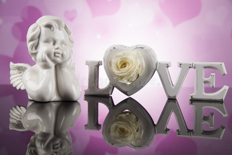 Amour, Anges, Concept De Saint-Valentin, Fond De Coeur Photo stock ...