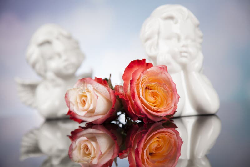 Amour, Anges, Concept De Saint-Valentin, Fond De Coeur Image stock ...