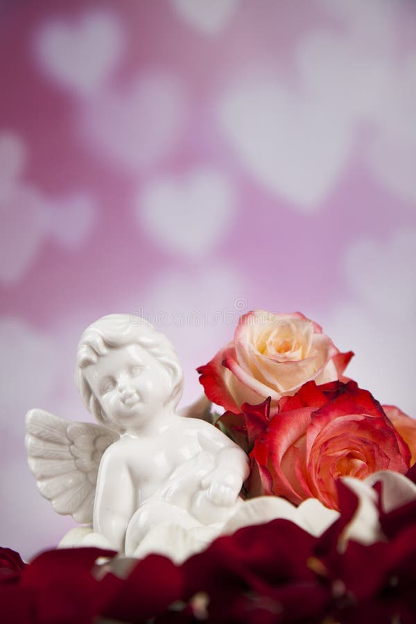 Amour, Anges, Concept De Saint-Valentin, Fond De Coeur Image stock ...