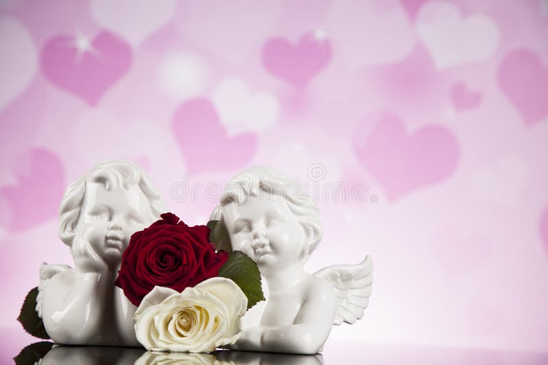 Amour, Anges, Concept De Saint-Valentin, Fond De Coeur Image stock ...