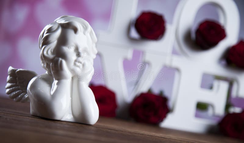 Amour, Anges, Concept De Saint-Valentin, Fond De Coeur Photo stock ...