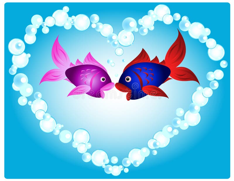 Poissons Avec Un Coeur Affectueux Illustration de Vecteur ...