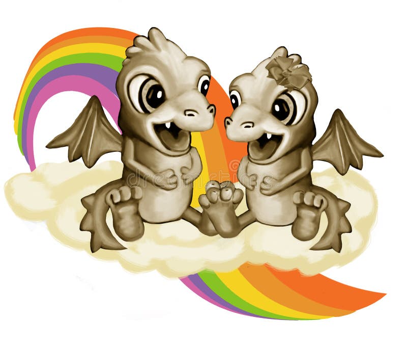 Valentine Mignon De Dragons Illustration de Vecteur - Illustration du ...