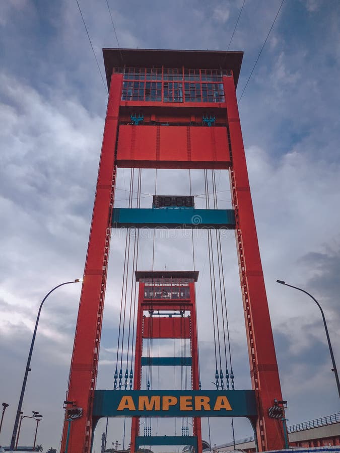 Ampera Bridge with Blue Cloud Background Stock Photo - Image of bridge ...