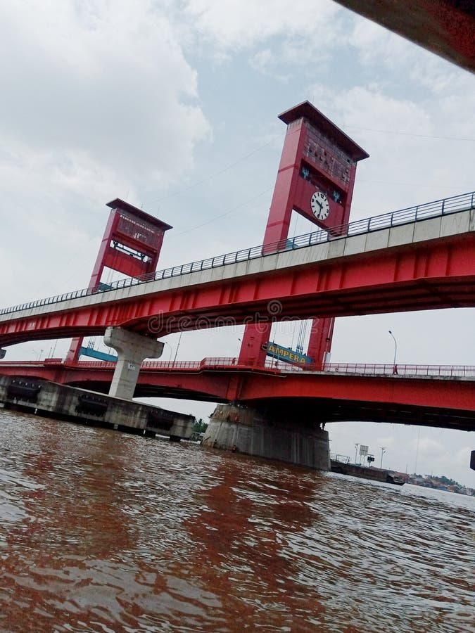 Ampera bridge palembang stock image. Image of channel - 261161581