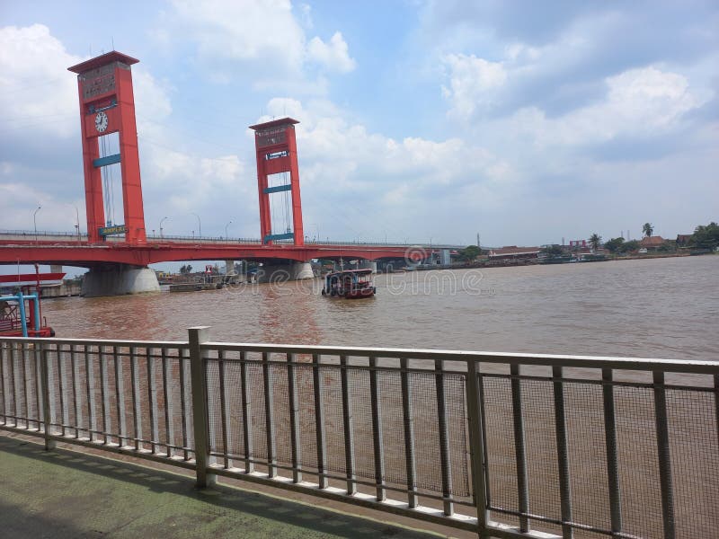 Ampera Bridge from Palembang, Indonesia Stock Photo - Image of ampera ...