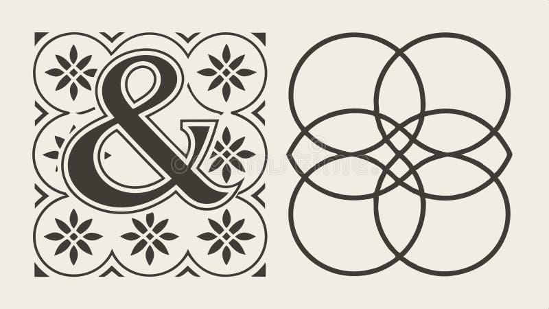Ampersand with Floral Pattern, Decorative Typography Element Vector ...