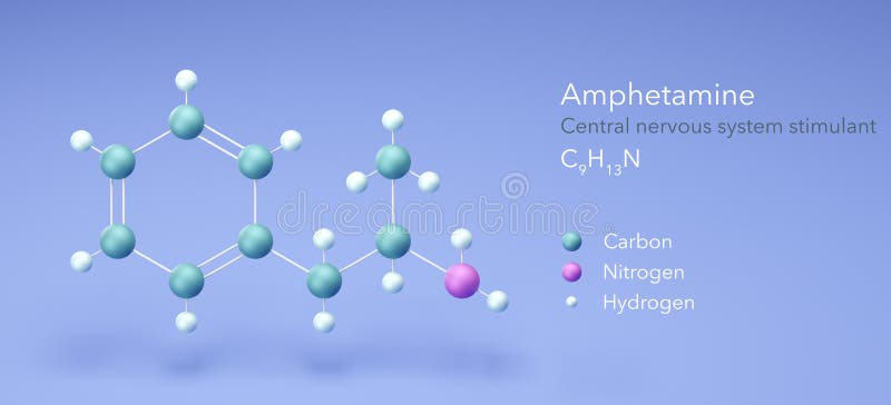 Amphetamine Molecule, Molecular Structures, C9h13n, 3d Model ...