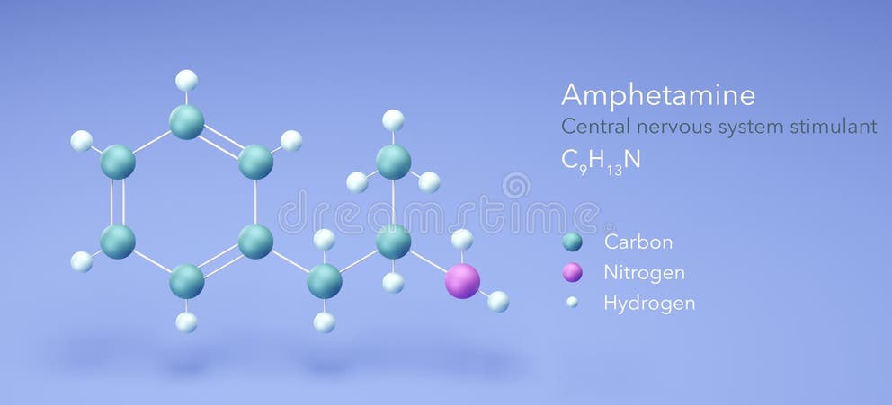 Amphetamine Molecule, Molecular Structures, C9h13n, 3d Model ...