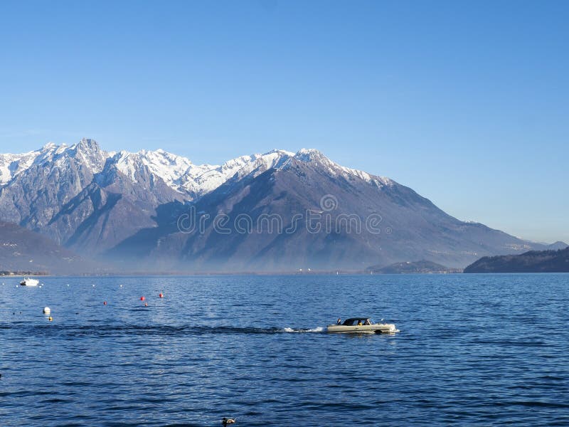 Amphibious Vehicle in Navigation Stock Photo - Image of amphibian, alps ...