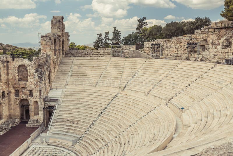 Amphitheater in Acropolis, Athens Greece Stock Image - Image of ...
