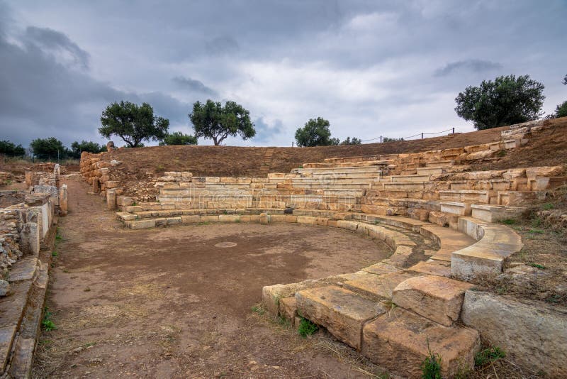 Amphitheater at the Ancient City of Aptera, Chania, Crete. Stock Image ...
