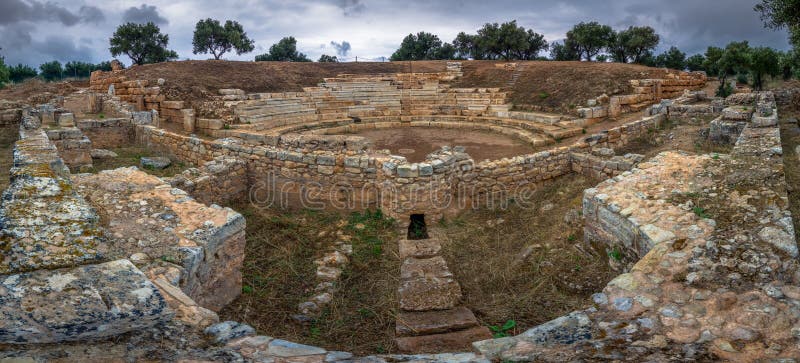 Amphitheater at the Ancient City of Aptera, Chania, Crete. Stock Image ...