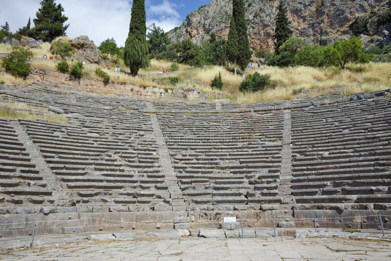Amphitheater in Ancient Greek Archaeological Site of Delphi, Greece ...