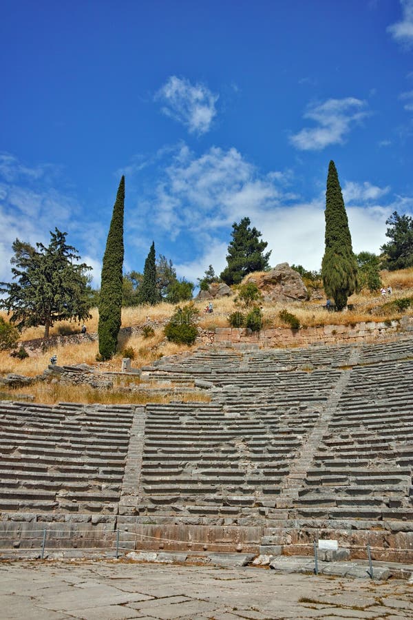 Amphitheater in Ancient Greek Archaeological Site of Delphi, Greece ...