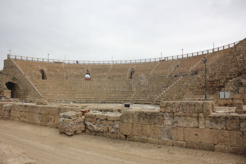 Inside the Amphitheater in Caesarea Maritima National Park Stock Image ...