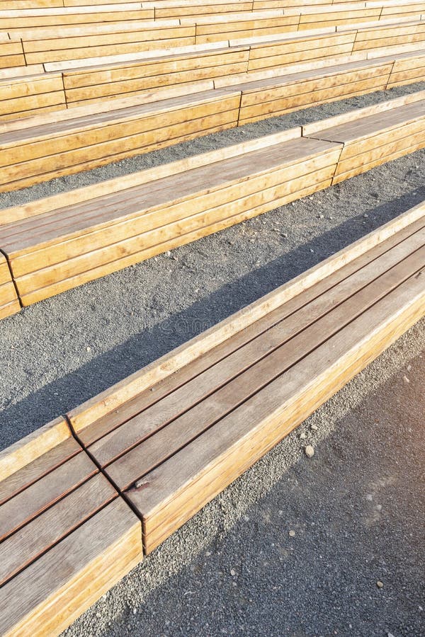 Amphitheater Bench Wooden Geometric Diagonal Lines Pattern Stairs Stock ...