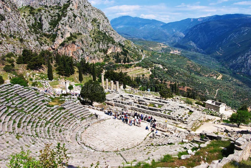 Amphitheater in Delphi, Greece Stock Photo - Image of column, mountain ...