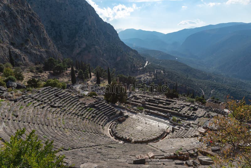 Amphitheater at the Delphi Site, Greece Stock Image - Image of monument ...