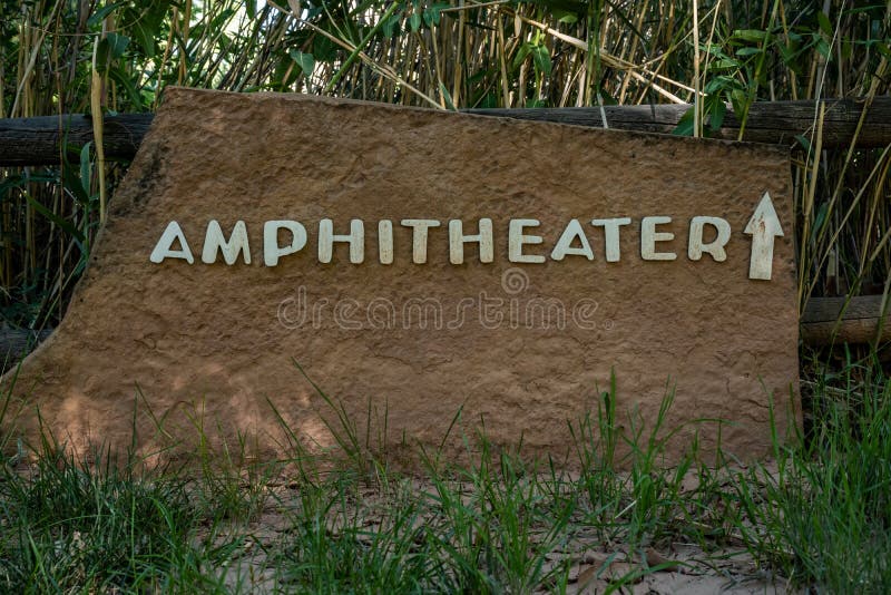 Amphitheater Directional Sign at Campground Stock Image - Image of sign ...