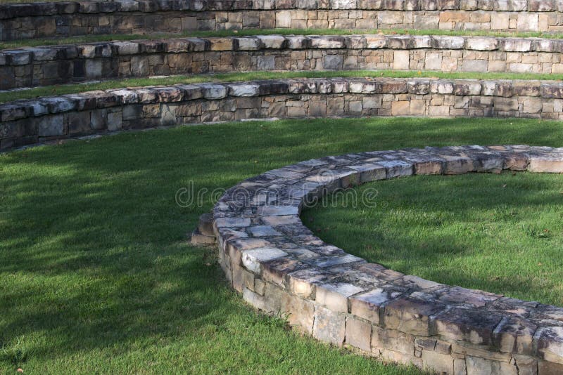 Amphitheater with Grassy Lawn Stock Photo - Image of curves, rock ...